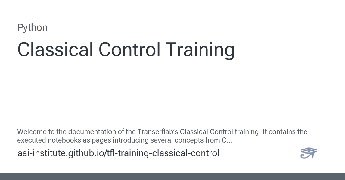 Classical Control Training — Classical Control Training