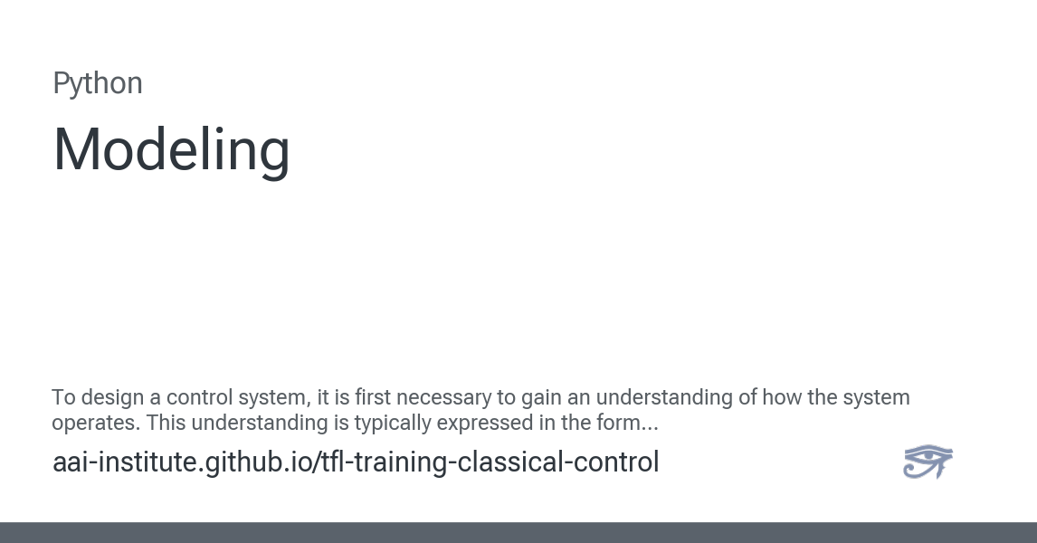 Modeling — Classical Control Training